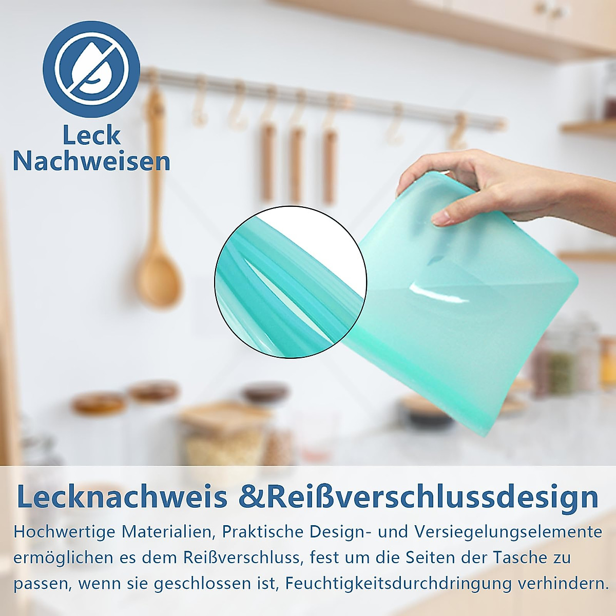 Kelina 1/2 Gallon Reusable Silicone Storage Bag,Food Storage Container Set,Microwave and Dishwasher Safe,Leak-free,Clear