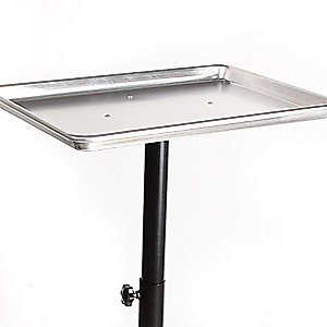 Salon Tray Cart, Rolling Salon Tray with Wheels & Adjustable Height Aluminum Tattoo Tray Trolley for Hairstylist Hair Salon SPA Mobile Trolley (Silver)