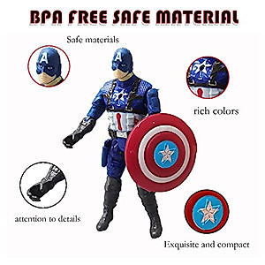 7 Pcs Marvel Avengers Toy Set Action Figures-Spiderman,Thanos, Hulk,Thor,Iron Man,Captain America,Black Panther Collectible Figures Gift for Children Obsessed with Character Collections