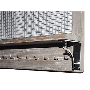 Spiretro White Jewelry Organizer, Wall Mount Jewelry Holder Rack with Hooks Shelf and Removable Rod Hanging Display Earrings Necklaces Bracelets Rings Storage Accessories Wood