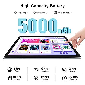Mouikei 10 inch Tablet Android 12 Tablets, Quad-Core Tablet PC, 32GB ROM 128GB Expand, 5000mAh,1280x800 HD Touch Screen, Bluetooth, WiFi, Dual Camera, GPS, Gray