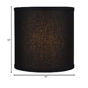 FenchelShades.com 10" Top Diameter x 10" Bottom Diameter 10" Height Fabric Drum Lampshade Spider Attachment (Linen Black)