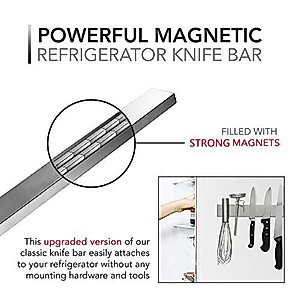 Modern Innovations 16 Inch Magnetic Knife Holder for Refrigerator, Magnetic Knife Holders for Fridge or Kitchen Wall No Drilling, Magnet Strips for Knives & Metal Utensils, Tool Rack, Stainless Steel