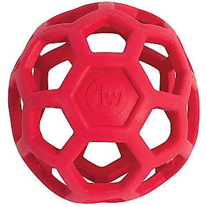 JW Hol-ee Roller Dog Fetch Treat Dispenser Puzzle Ball; Medium 4.5 Inch Diameter
