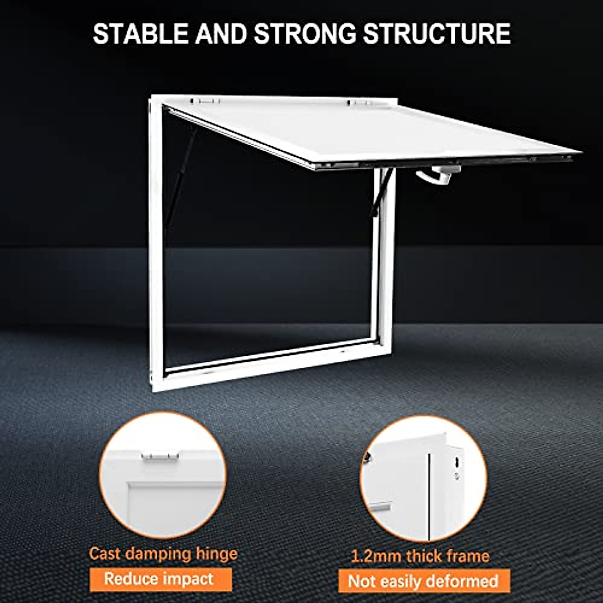 Sidasu Concession Window 36'' x 36''Concession Stand Serving Window with Awning,Lamp Tube and Door Handrail ,Concession Window for Food Trucks Glass Not Included