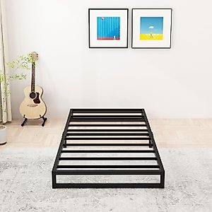 Lutown-Teen 6 Inch Twin XL Bed Frames Heavy Duty Sturdy Metal Platform Bed Frame No Box Spring Needed, Noise Free, Easy Assembly, Black