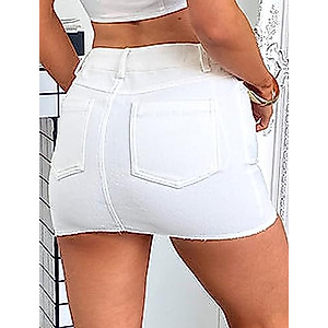 Justalwart Jean Skirt for Women White Denim Skirt (US 4-6)