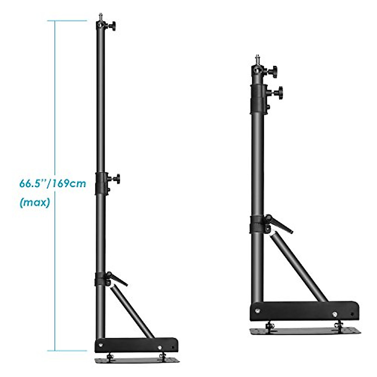 Neewer Wall Mounting Boom Arm with Triangle Base for Photography Studio Video Strobe Light Monolight Softbox Umbrella Reflector, 180 Degree Rotation, Max Length 66.5 inches/169centimeters (Black)