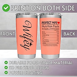 COCHIMO Christmas Gifts for Wife - Wife Gifts from Husband - Wifey Coffee Cup Tumbler 20 Oz - Wife Gifts Ideas For Valentines, Anniversary, Birthday, Mothers Day - Gifts for Her - Coral Pink