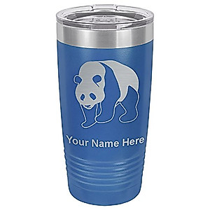 LaserGram 20oz Vacuum Insulated Tumbler Mug, Panda Bear, Personalized Engraving Included (Dark Blue)