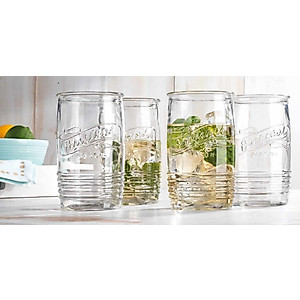 Glaver's Original Mason Set of 8 Drinking Glasses 4-20 Oz Highball Glasses, and 4-13 Oz Whiskey Glass Cups For Everyday Home Use Water, Beer, Juice, Cocktail.