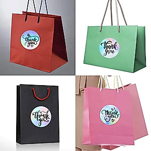 1.5 Inch Holographic Thank You Stickers Roll，500pcs Irridescent Self-Adhesive Thank You Labels Stickers for Supporting My Small Business Boutiques Shop Wrapping Supplies