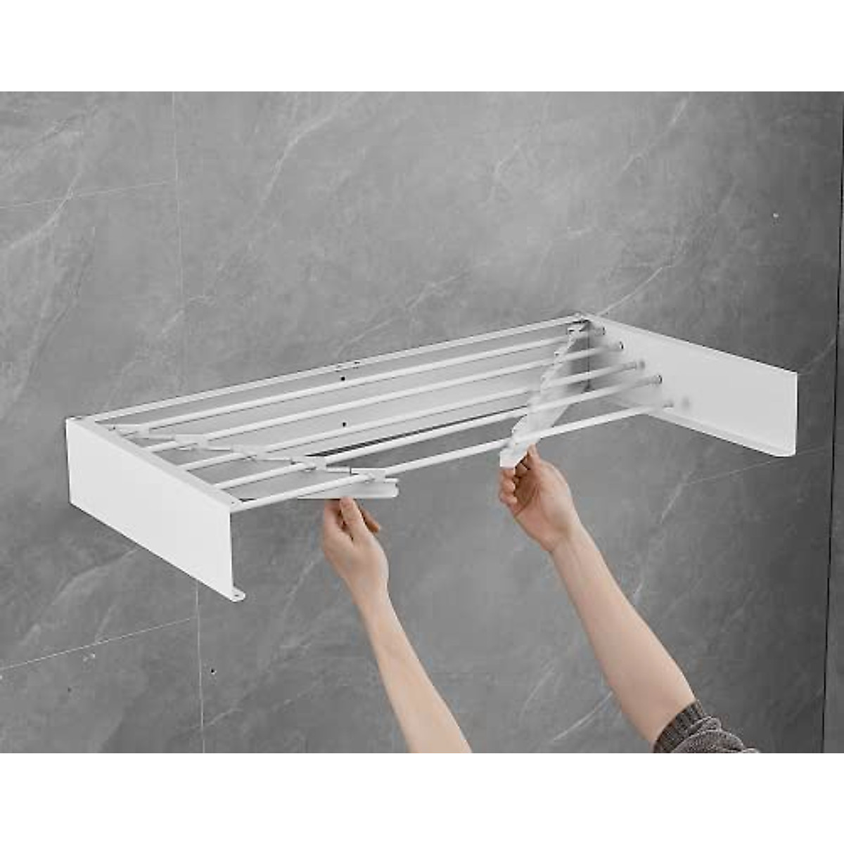 GorillaRack Laundry Drying Clothes Rack | Retractable Clothing Rack Wall Mount | Clothes Drying Rack Indoor Outdoor for Hanging Heavy Duty Laundry White