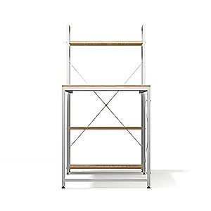 Ames 55" Reversible Gaming Computer Desk with Adjustable Shelves, Home Office Desk, Grommet Cable-Management, Leveler Feet, Easy Assembly, White/White Oak