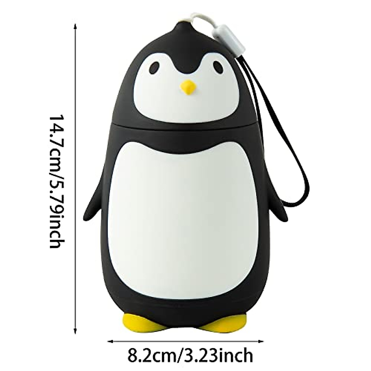 Aduomi Penguin Water Bottle Stainless Steel Insulation Water Bottles Coffee Cartoon Penguins Kids Gifts 8.4oz/250ML, Black, 5.79*3.23inch