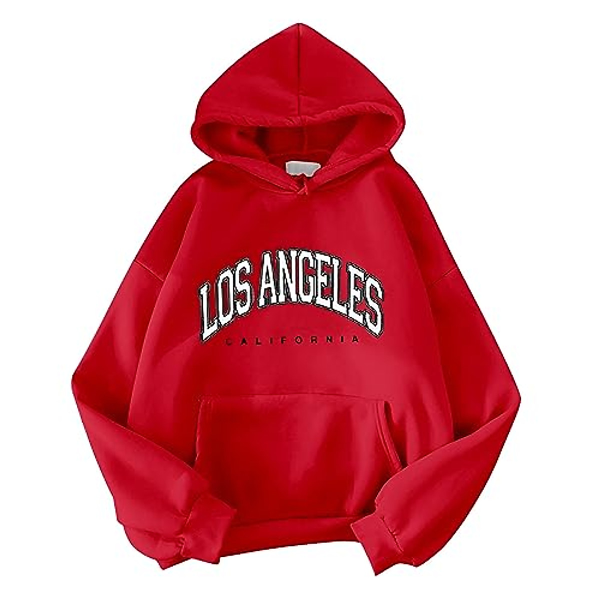 BLUBUKLKUN amazon official site Los Angeles Sweatshirt Hoodies for Women Crewneck Hooded Sweatshirt Pullover Graphic Tops Y2K Trendy (Red-7, XXXL)