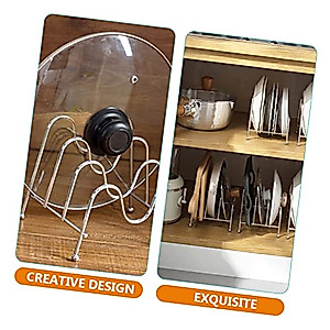 Alipis Accessory Lid Cutting Plates Holder Kitchen For Cookware Storage Steel Dish Pan Holding Drying Plate Organizer Drainer Board Saucepans Wok Pantry Rack Stainless Cup Rest Cupboard