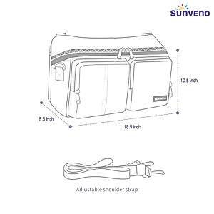 SUNVENO Universal Stroller Organizer and Storage with Mesh Compartment, Grey