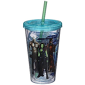 Vandor Marvel Guardians of the Galaxy 18 oz Acrylic Travel Cup with Lid and Straw, Multicolor