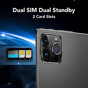 2 in 1 Tablet 10.1 Inch, Gaming Tablet with BT Keyboard, Dual Camera and Speakers, 8GB RAM 256GB ROM, 8 Core CPU, 5G WiFi, 4G LTE Tablet for Android 12 (US Plug 90-130V)