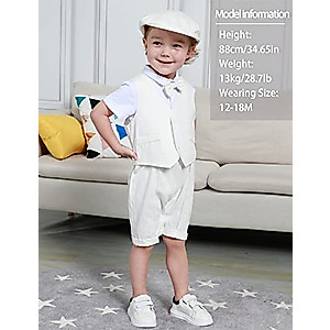 A&J DESIGN Baby Boy Baptism Outfits Christening Suits Infant Suspender Gentleman Wedding Dress Clothes Ivory 6-9 Months
