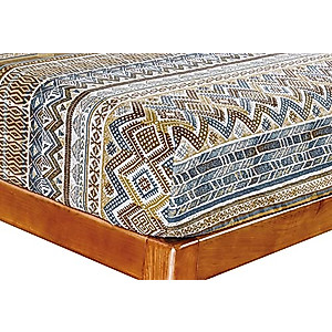 Chezmoi Collection 4-Piece Southwestern Native Tribal Boho Multi-Color Microfiber Printed Bed Sheet Set, King Size