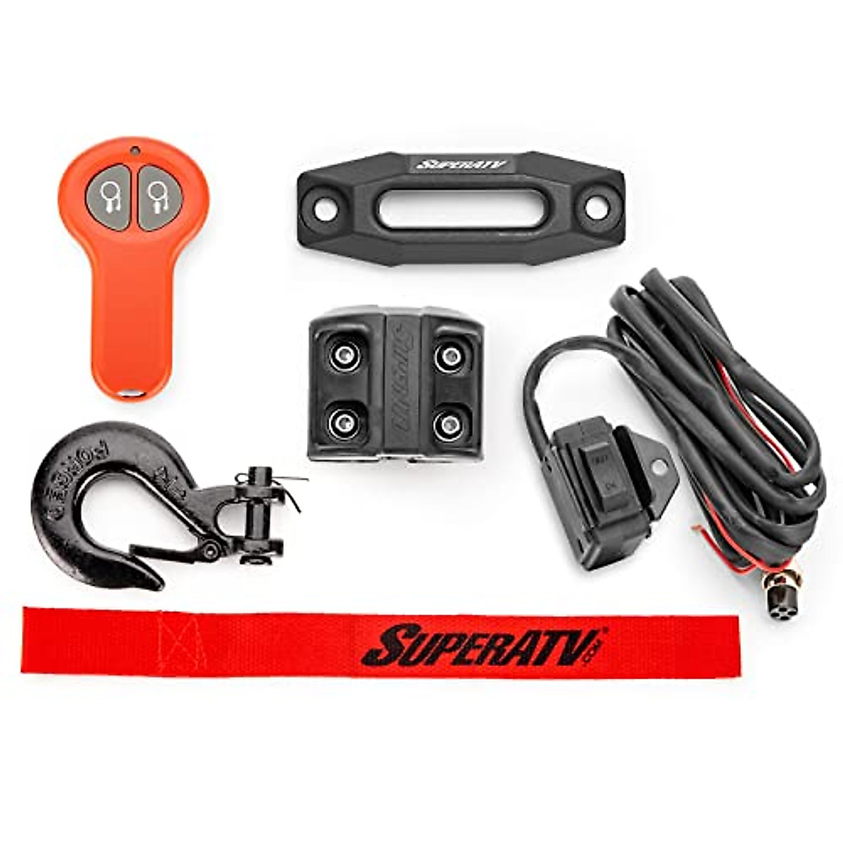 SuperATV Black Ops 2500 LB Winch Kit for UTV/ATV | Includes 50 Ft. Synthetic Rope | 12 Volt Winch | 1 HP Motor | Waterproof Seals and Solenoid | 166:1 Gear Ratio