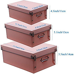 XUCHUN File Storage Boxes, Foldable Storage Bins with Lid 3 in 1 Set, Press-Stud Fastening, Moisture-Proof, Space Saving Storage, Storage Box for Photoes, Toys, Files, Closets