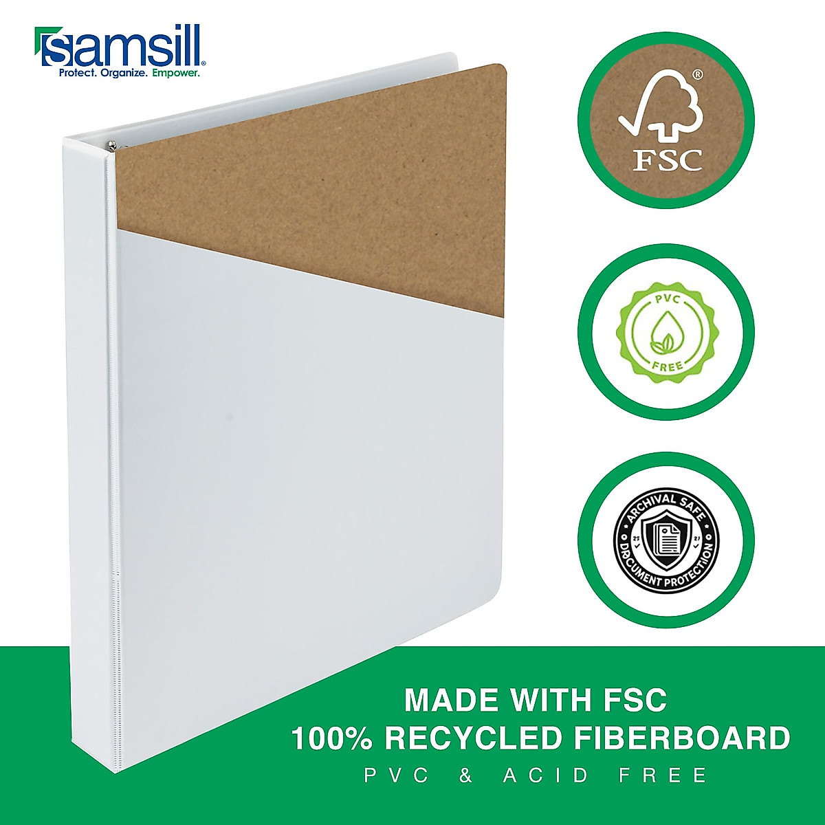 Samsill 1.5 Inch 3 Ring Binders, Made in USA, Economy Round Ring, Clear View Cover, 325 Sheet Capacity - for School, Home, Office - White, 4 Pack