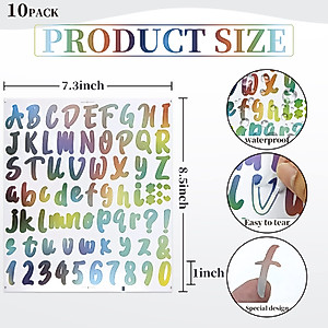 Letter Stickers, 10 Sheets Vinyl Alphabet Stickers Stick On Letters, Self Adhesive DIY Budget Binder Labels Cash Envelope Stickers, Number Sticker for Money Saving Binder, Sign, Notebook, Cards