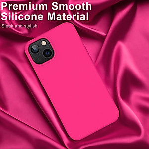 DEENAKIN Compatible with iPhone 14 Case with Screen Protector,Soft Flexible Silicone Rubber Cover for Women Girls for Women Girls,Slim Fit Shockproof Protective Phone Case 6.1" Hot Pink