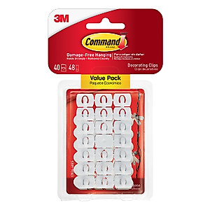 Command Small Decorating Clips, White, 40-Clips, 48-Strips, Decorate Damage-Free