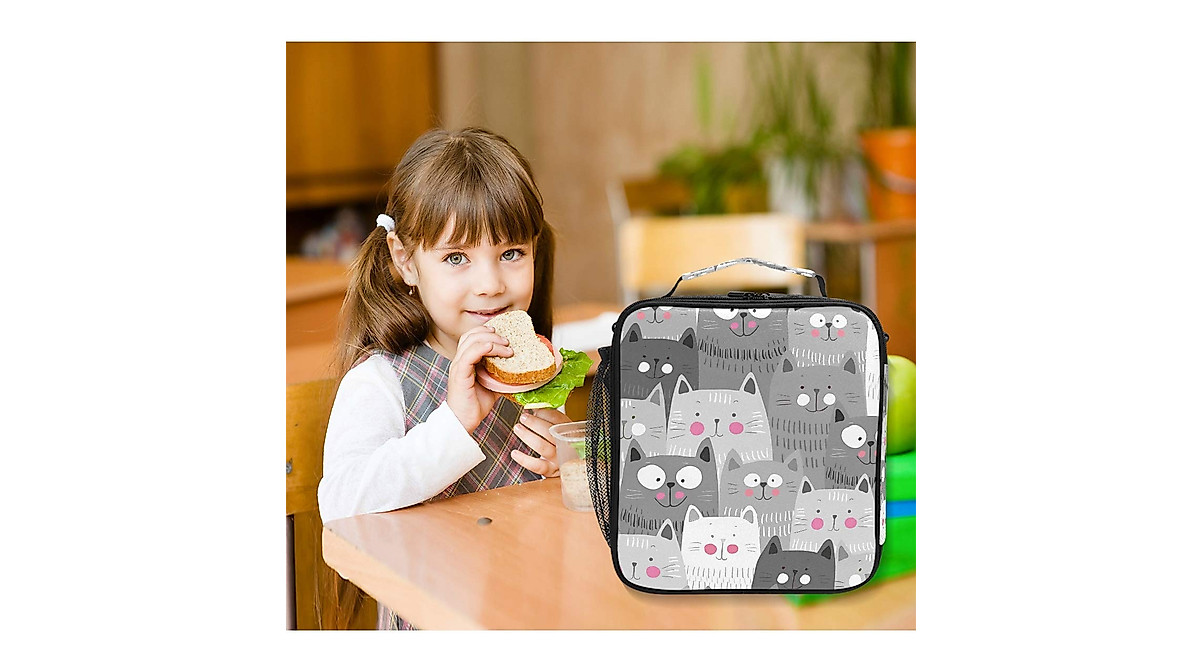 Cute Cat Pattern Insulated Lunch Bag for Food & Travel