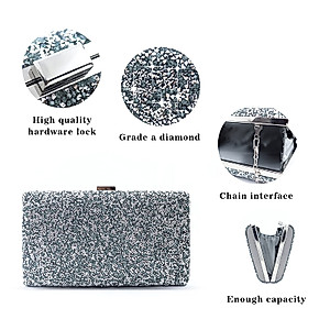 ERCULER Topfive Women Sparkling Grey Clutch Purse Elegant Glitter Evening Bags Bling Evening Handbag for Dance Wedding Party Prom Bride