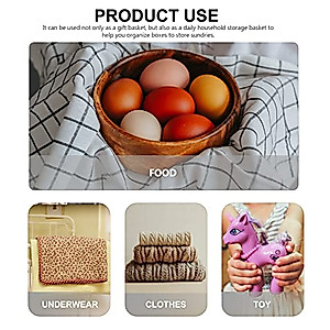Angoily Wicker Baskets Wicker Basket Rattan Handwoven Basket with Handle and Lid Portable Rattan Egg Container Wooden Woven Storage Basket Organizer Bins Basket