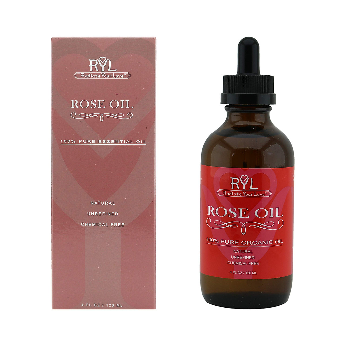 Radiate Your Love Rose Essential Oil, Large 4 Fluid Ounce, 100% Pure Therapeutic Organic Grade, Aromatherapy, Relaxation, Skin Therapy, Perfume & Diffusers