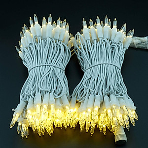 YULETIME 66 Feet 200 Count Color Changing LED String Lights with 10 Modes Remote Control, Warm White/Multicolor Variable Color Christmas Lights (White Wire)