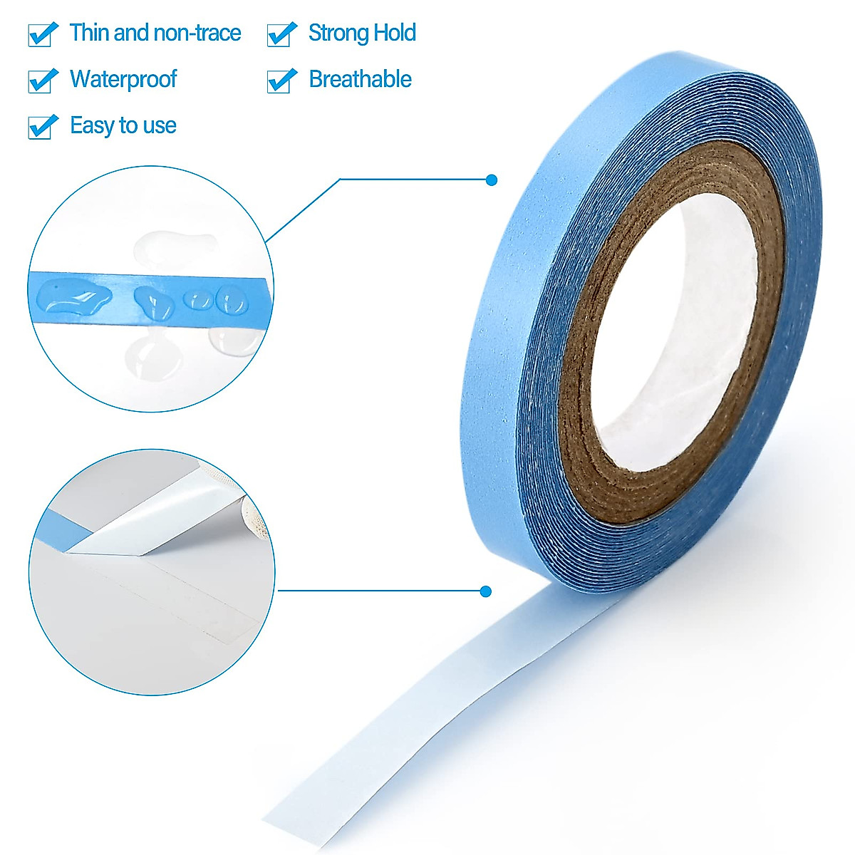 EHDIS Lace Front Wig Adhesive Tape Roll, Double-Sided Hair Extension Replacement Tape with Adhesives Remover Tool