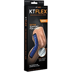 KT Tape KT Flex Reinforced Adhesive Strips for Knees, 8 Pack, 10" Precut Strips, Blue