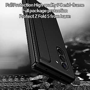 for Samsung Z Fold 5 Case with Pen, [Changable S Pen Holder & Kickstand ] [Support Wireless Charging] Z Fold 5 Case, Hard PC Shockproof Anti-Scratch Case for Samsung Galaxy Z Fold 5 (Ice Blue)