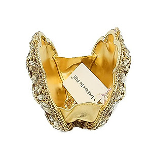 Boutique De FGG Elegant Round Crystal Clutch Evening Bags for Women Formal Party Handbags Bridal Wedding Purse (Gold,Mini)