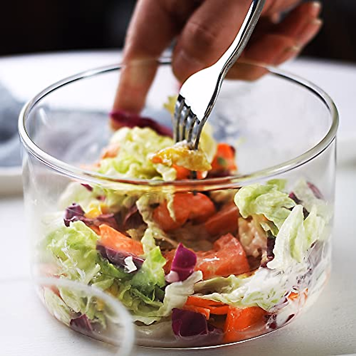 LUXU Glass Salad Bowl 46 oz,Fruit Bowl 29 oz Milk Bowl 15 oz,Set of 3 Glass Mixing Bowl All Purpose Round Serving Bowl Great for Serving Salad,Fruit,Popcorn, Dips,Condiments,Snack,Oatmeal and More