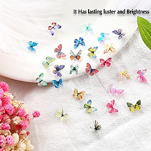 JANYUN 3D Acrylic Butterfly Nail Charms, 120 Pcs Summer Butterfly Nail Glitter Sets Spring Butterflies Nail Charms for Nail Art Decoration DIY Resin Manicure Crafts Design