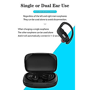 Wireless Earbuds Bluetooth Headphones 48hrs Play Back Sport Earphones with LED Display Over-Ear Buds with Earhooks Built-in Mic Headset for Workout BlackBWISUP