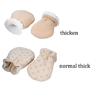 4 Pairs Baby Mitten Gloves Winter Warm Sherpa Lined Mittens Infant Newborn No Scrach Mittens for 0-6 Months (0-6 Months, Set a)