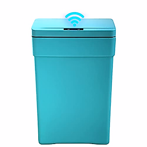 FLL 13 Gallon 50 Liter High-Capacity Automatic Trash Can,Touch Free Garbage Can,Plastic Kitchen Can Bedroom Waste Bin for Living Room Bathroom Home Office with Lid,Blue, 15.35 x 9.84 x 23.62 inches