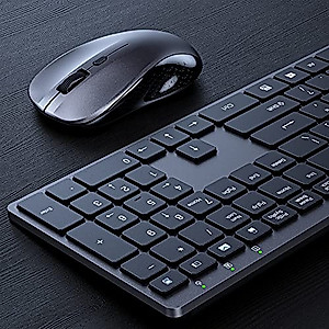 Wireless Keyboard Mouse Combo, Compact Quiet Full Size Keyboard with Numeric Keypad 2.4ghz Ultra-Thin Design for Laptop Windows Computer Desktop Mac PC Notebook