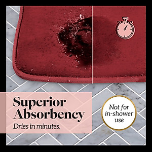 Genteele Bath Mats for Bathroom Non Slip - Red 20" x 32" Memory Foam Bathroom Rugs - Quick Dry Bath Mat