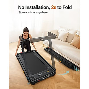 Walking Pad Treadmill, UREVO 3 in 1 Under Desk Walking Treadmill with Stroll Mode, 2s Folding Treadmill for Home Office with Remote & Grip Handle