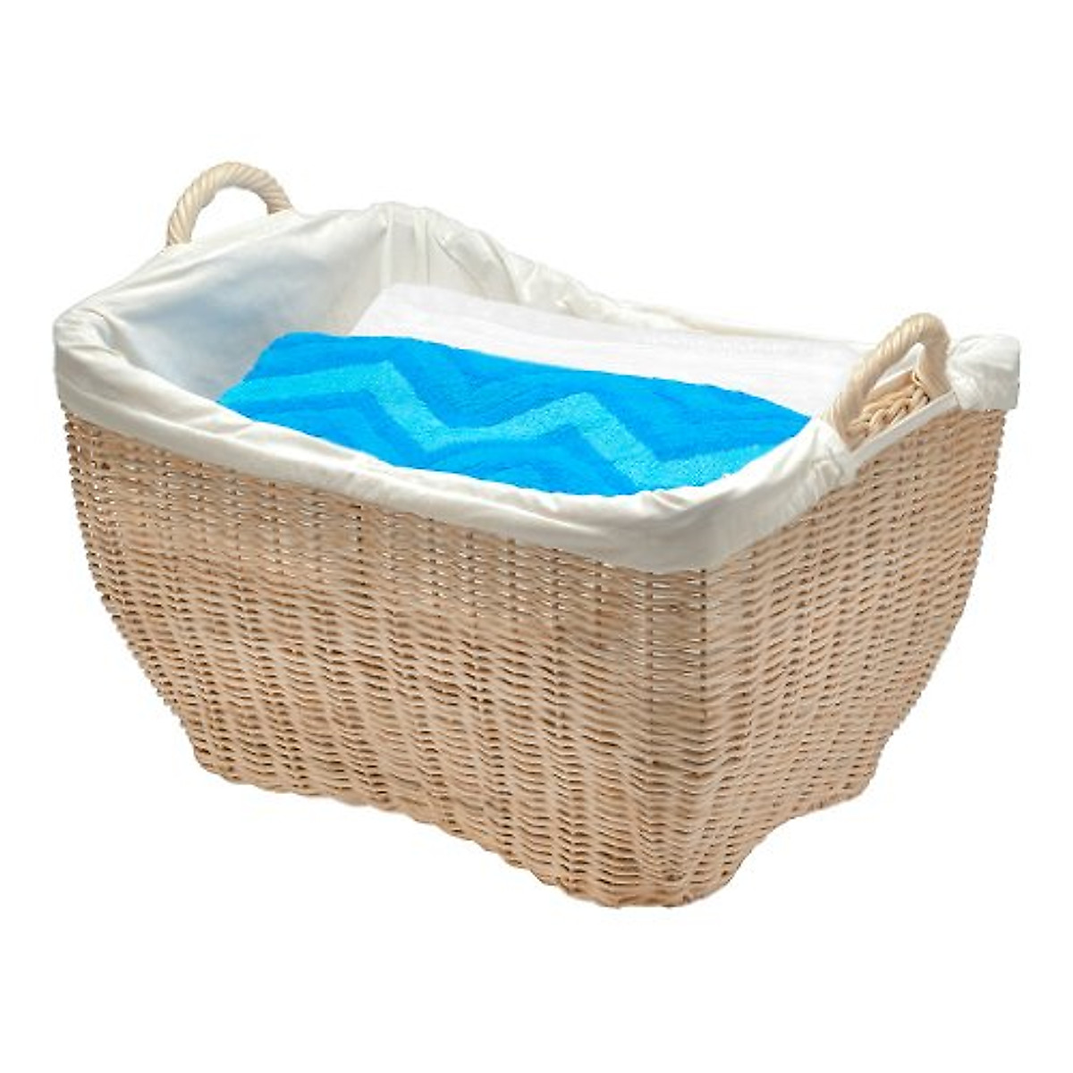 KOUBOO 1060053 Wicker Laundry Basket with Liner, 21.5" x 16" x 15.5", Natural Color
